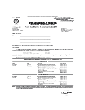 Fillable Online Theory Date-Sheet for Bhaskar Examination 2021 Fax ...