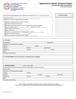 Fillable Online Application for Review of Pipeline Project - TSSA Fax ...