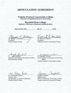 Fillable Online Articulation Agreement - Bluefield State College Fax Email Print - pdfFiller