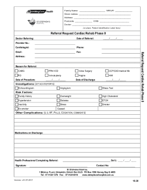 Fillable Online Referral Request Cardiac Rehab Phase II R eferral R ...