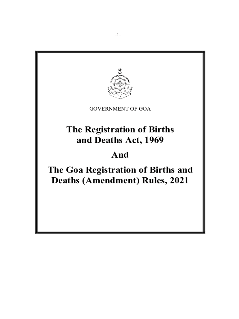 Fillable Online The Goa Registration of Births and Deaths (Amendment ...