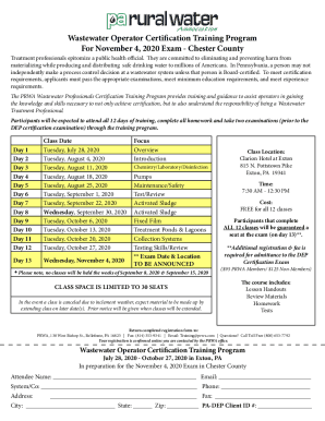 Fillable Online Wastewater Operator Certification Training Program Fax ...