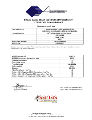 Fillable Online f7-5-1 (6.0) generic b-bbee certificate - amended cogp ...