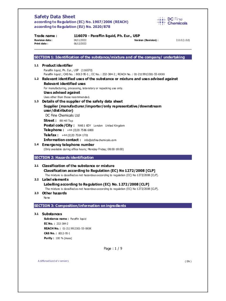 Fillable Online Extended safety data sheets - ECHA Fax Email Print ...