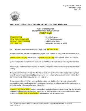 Fillable Online Park Design Standard 00000.09 Sample MOU Private Projects on ... Fax Email Print ...