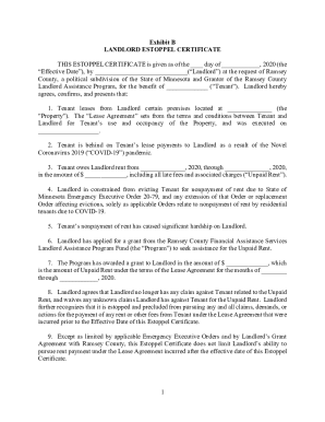 Fillable Online Landlord Estoppel Certificate Sample Clauses - Law ...