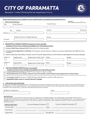 Fillable Online Parking Permit Parramatta - Fill Online, Printable ...