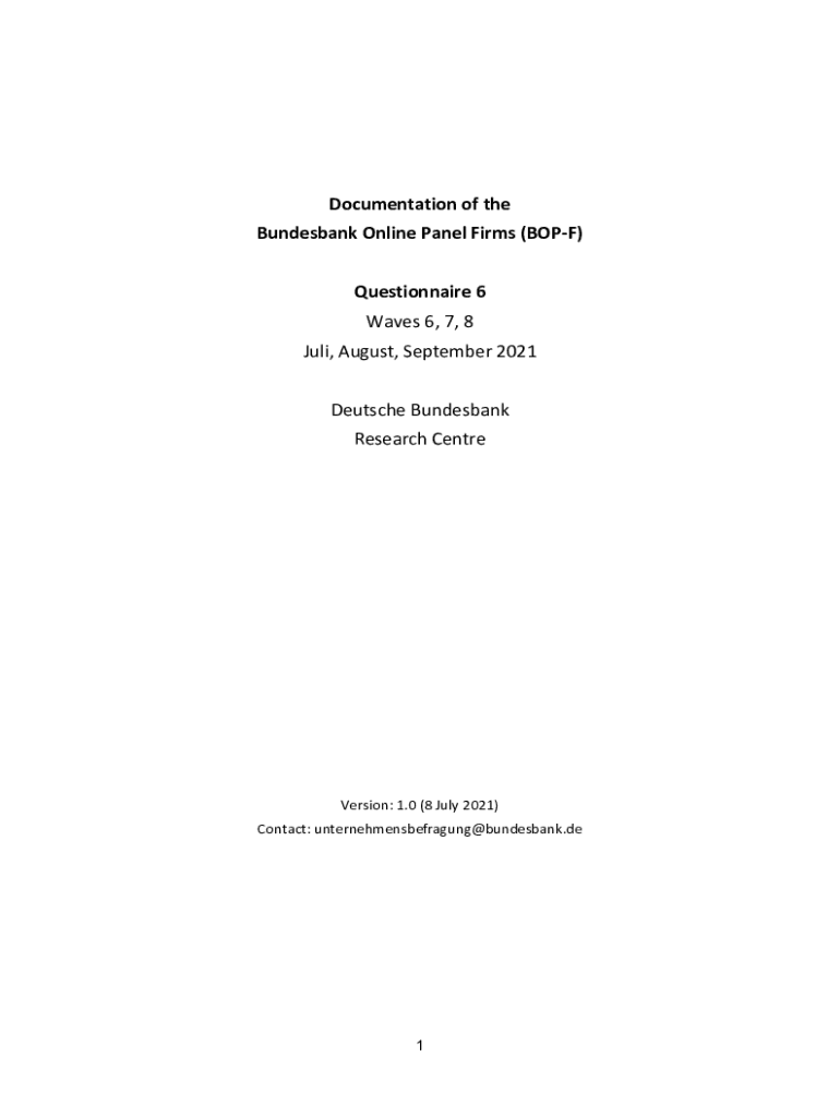 Fillable Online Questionnaire 6 for the Survey of Firms (BOP-F) Fax Email Print - pdfFiller