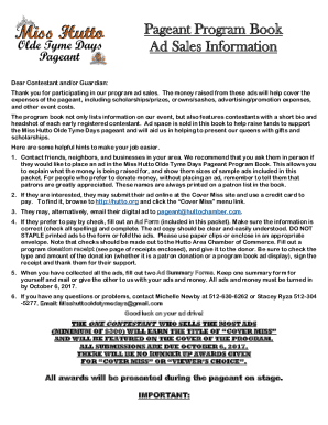 Fillable Online PROGRAM BOOK AD FORM Fax Email Print - pdfFiller