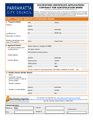 Fillable Online Occupation Certificate Application Contract for ...