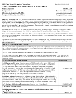 Fillable Online 2021 Tax Rate Calculation Worksheet - Dallas County Fax ...