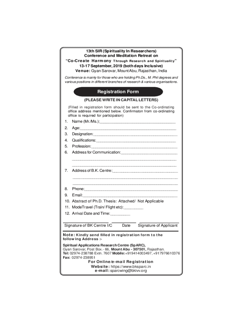 Fillable Online Registration Form13th SIR.pmd Fax Email Print - pdfFiller