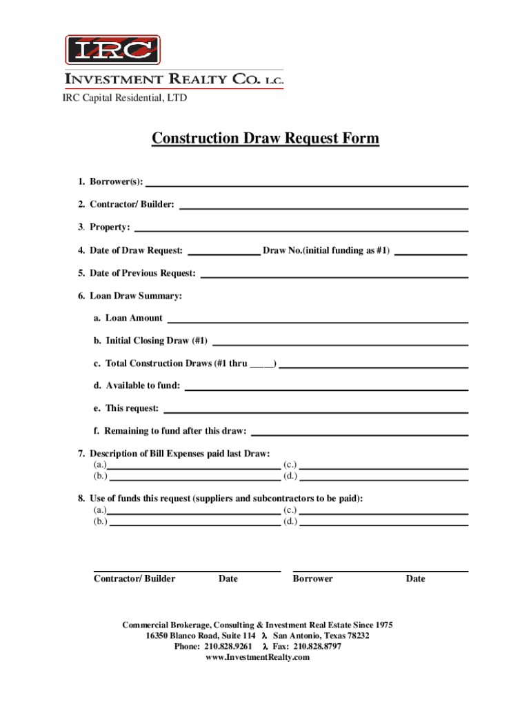 Fillable Online The Construction Loan Draw Request Process, Explained ...