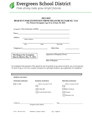Fillable Online Senior Citizen Request for Exemption form Measure HH ...