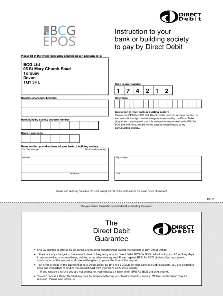 Fillable Online direct debit web:direct debit form Fax Email Print ...