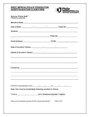 Fillable Online Hospital Benefit Claim Form - Sept 22.doc Fax Email ...