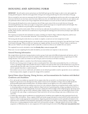 Fillable Online Housing and Advising Form Fax Email Print - pdfFiller