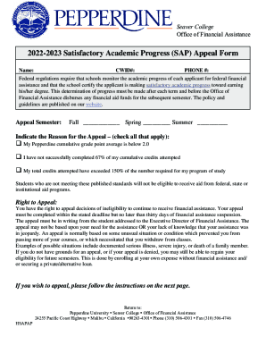 Fillable Online seaver pepperdine 2022-2023 Satisfactory Academic Progress (SAP) Appeal Form Fax ...