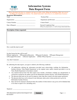 Fillable Online Information Systems Data Request Form Fax Email Print ...