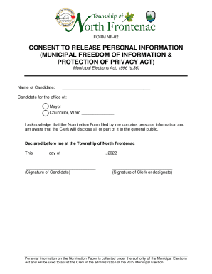 Fillable Online Appendix 4 - Form NF02 - Consent to Release Personal ...