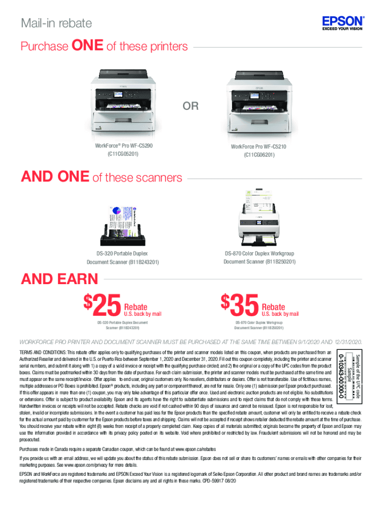 Fillable Online WorkForce Pro Printer and Document Scanner Bundle $25-$35 MIR Coupon CPD-59917 ...