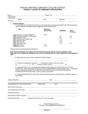 Fillable Online APPLICATION FOR SABBATICAL LEAVE FORM COVER ... Fax ...