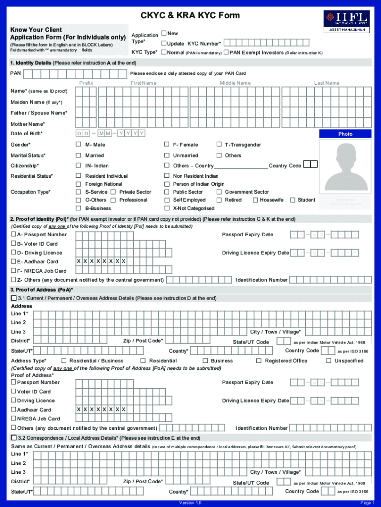 Fillable Online Central Know Your Customers (CKYC) - CKYC Form Fax Email Print - pdfFiller