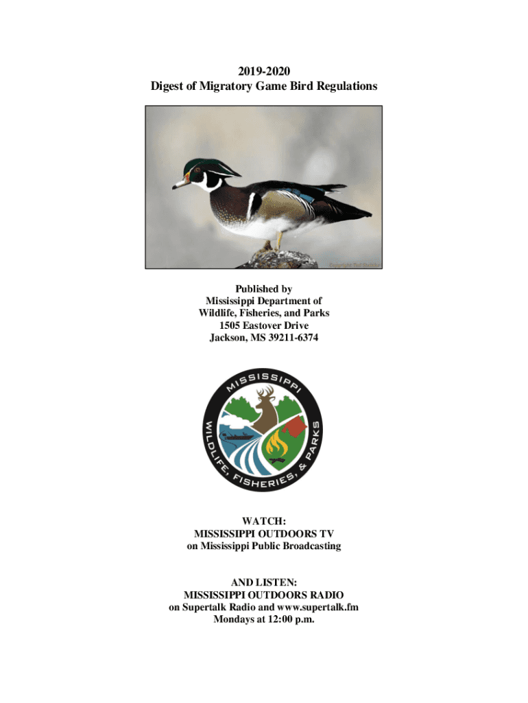 Fillable Online 2019-2020 Digest of Migratory Game Bird Regulations Fax ...