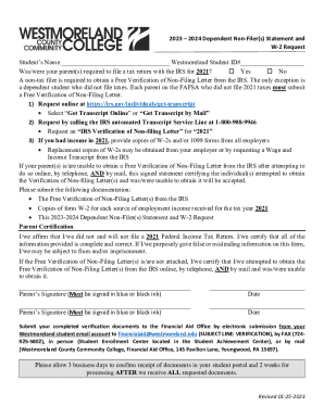 Fillable Online 2023 2024 Dependent Non-Filer(s) Statement and W-2 Request ... Fax Email Print ...