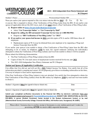 Fillable Online 2023 2024 Independent Non-Filer(s) Statement and W-2 ...