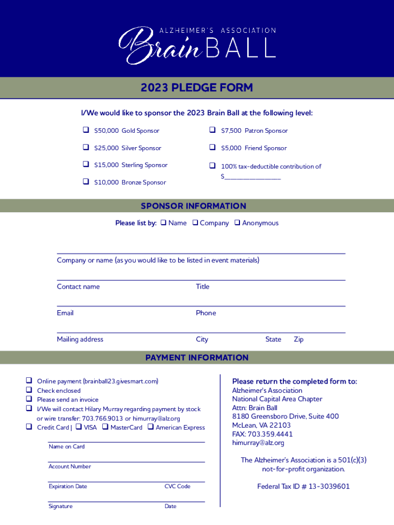 Fillable Online 2023 Highland Gala Sponsorship Pledge Form ...