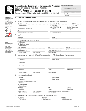 Fillable Online WPA Form 3Notice of Intent - Town of Wayland Fax Email ...