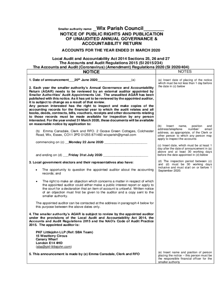 Fillable Online Smaller authority name: Parton Parish Council Fax Email ...