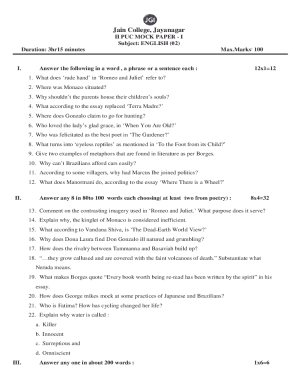 Fillable Online Fillable Online PUC Model Question Papers - Jain College Fax Email Print - pdfFiller