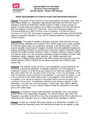 Fillable Online basic requirements to initiate section 408 review ...