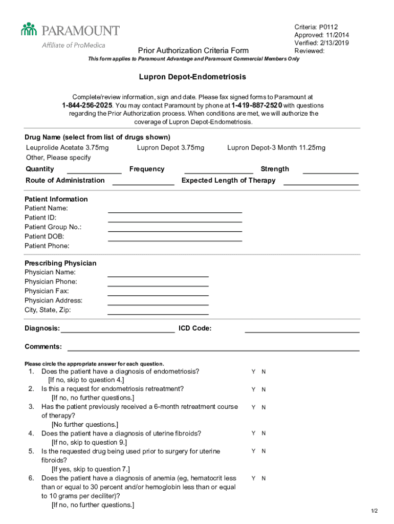 Fillable Online Prior Authorization Criteria Form Cystic Fibrosis ...