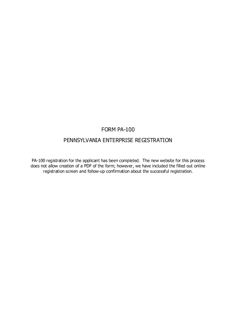 Fillable Online files dep state pa Pennsylvania Form Pa 100Fill Out and ...