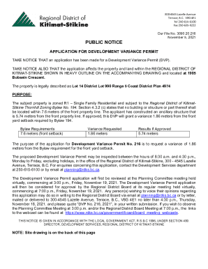 Fillable Online Public NoticeApplication for Development Variance ...