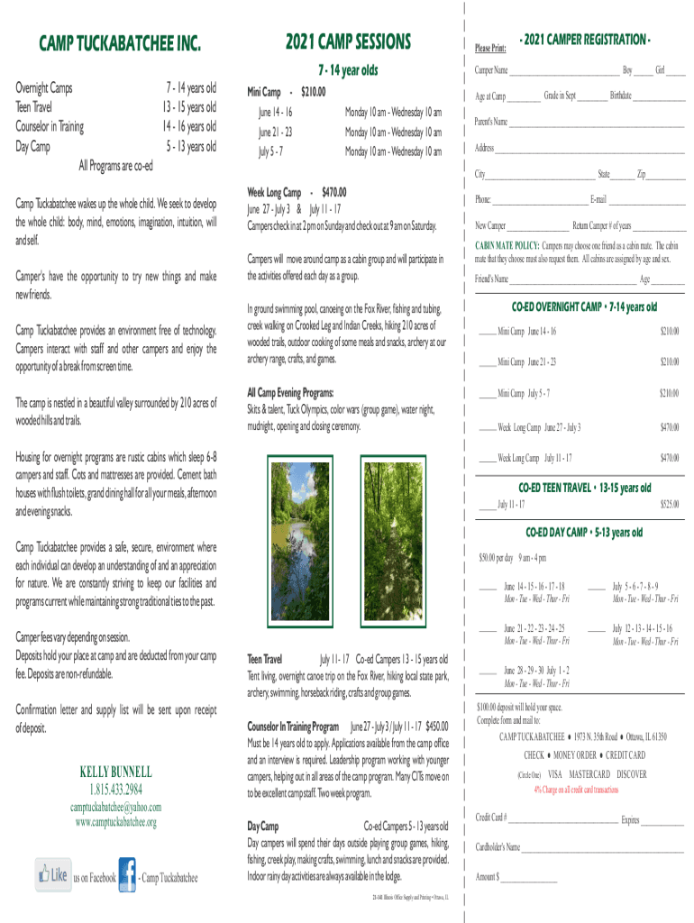 Fillable Online What Do You Envision for Your Child's Camp Experience ...