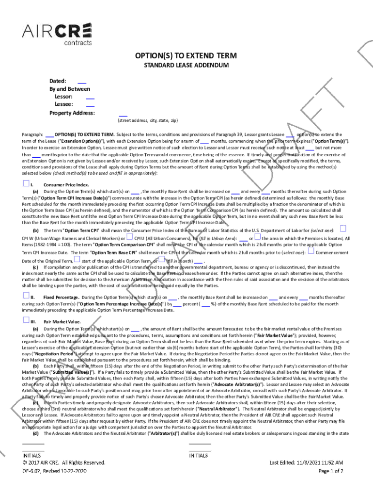 Fillable Online OPTION TO EXTEND LEASE Sample Clauses - Law Insider Fax ...