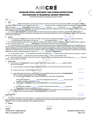 Fillable Online AIR CRE - Standard Offer, Agreement and Escrow ...