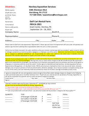 Fillable Online Attention: Hershey Exposition Services Golf Cart Rental ...