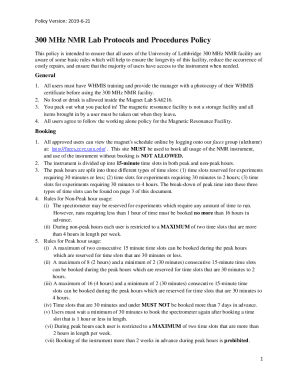 Fillable Online 700 MHz NMR Lab Protocols and Procedures Policy Fax ...