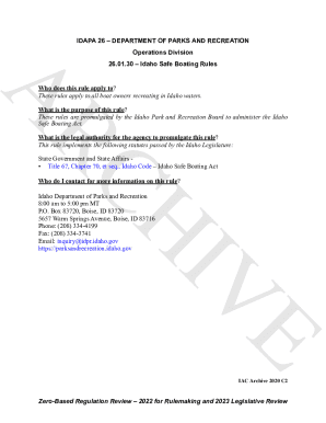 Fillable Online adminrules idaho Rule 26.01.30 - IDAHO SAFE BOATING ...