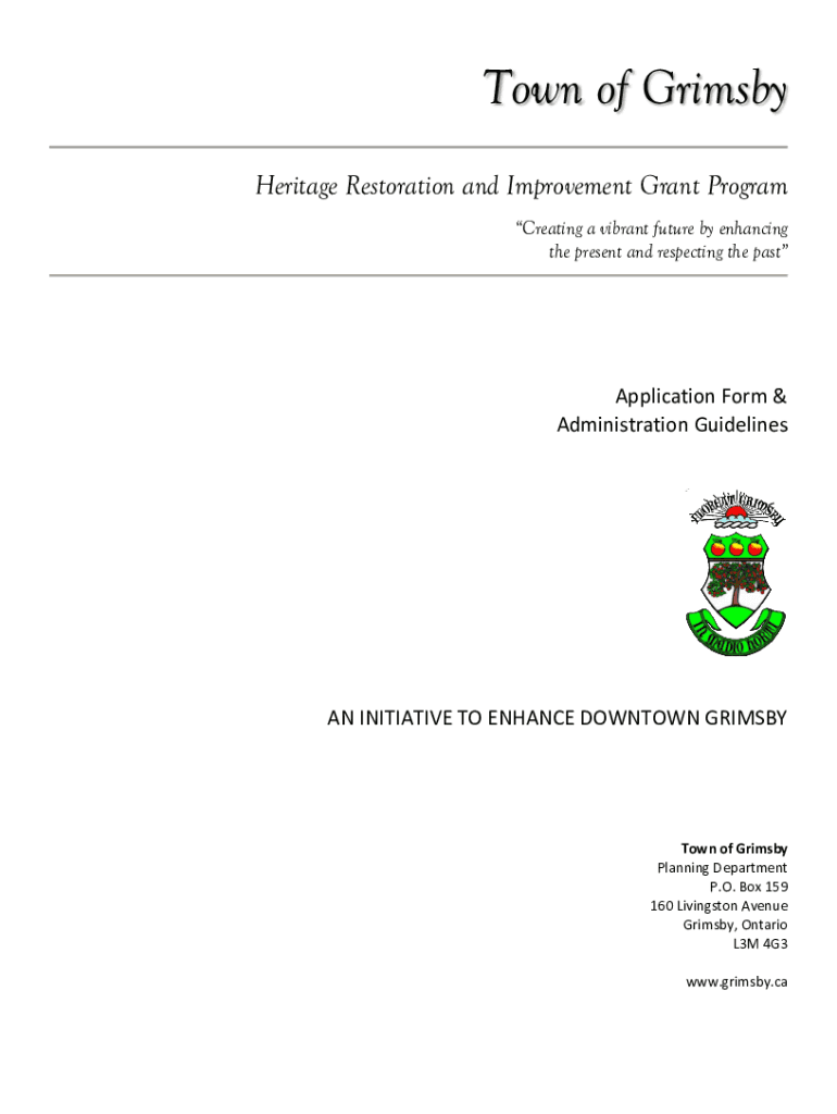 Fillable Online Community Improvement Plan - Heritage Grant Application Fax Email Print - pdfFiller