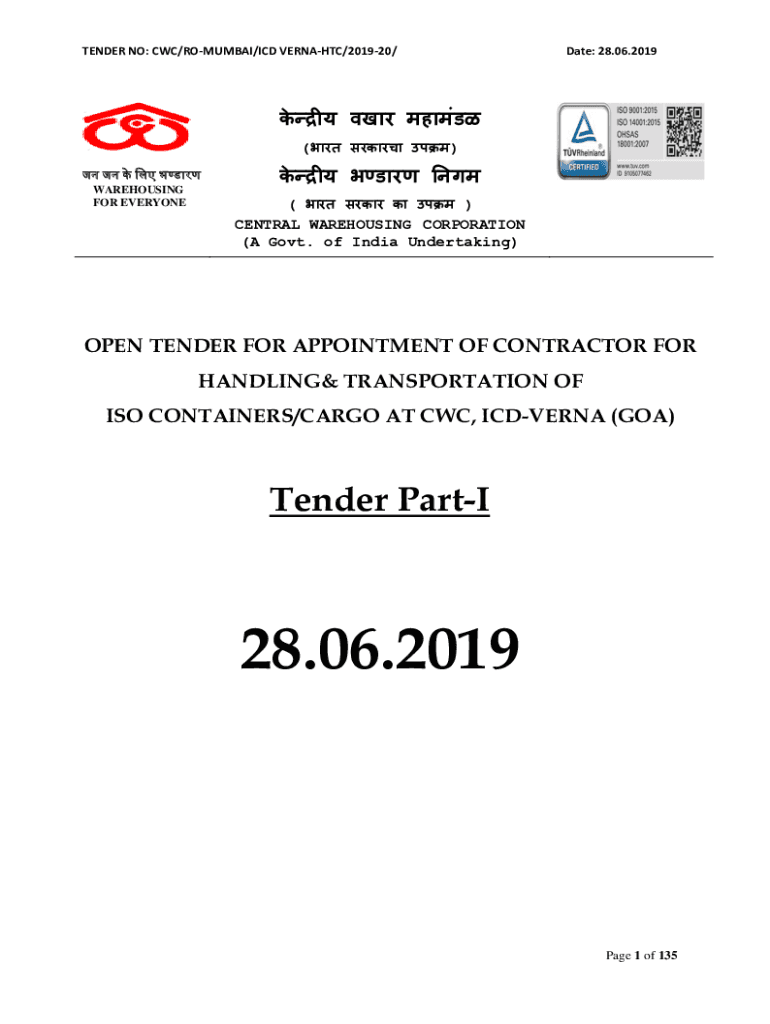 Fillable Online Notice Inviting e-Tender - Central Warehousing Corporation Fax Email Print ...