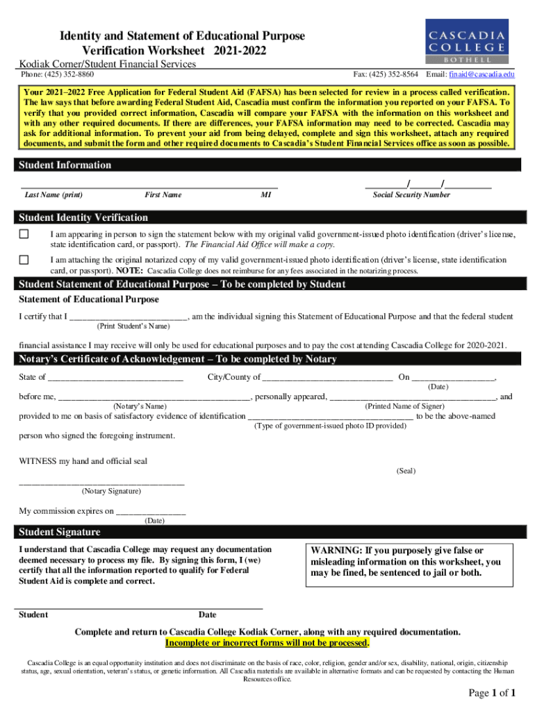 Fillable Online Student Information - Cascadia College Fax Email Print - pdfFiller
