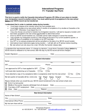 Fillable Online International Programs F-1 Transfer Out Form Fax Email ...