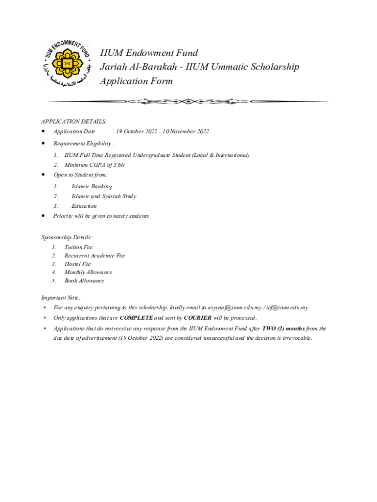 Fillable Online IIUM Endowment Fund Jariah Al-Barakah Fax Email Print - pdfFiller