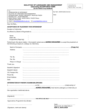Fillable Online acceptance form - International Islamic University Malaysia Fax Email Print ...